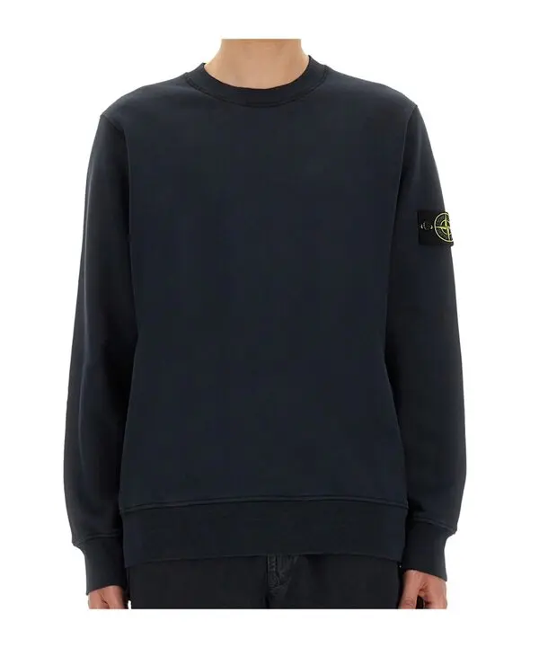 Stone Island Logo Patch Crewneck Sweatshirt - Blue