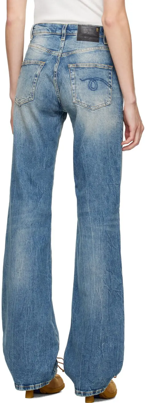 R13 Vintage Effect Wide-leg Jeans - Blue