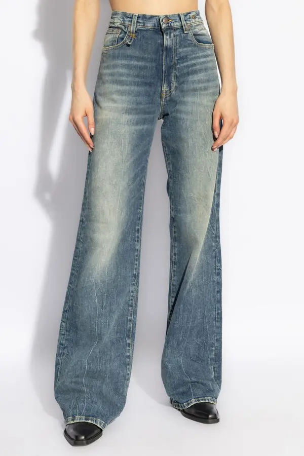 R13 Vintage Effect Wide-leg Jeans - Blue