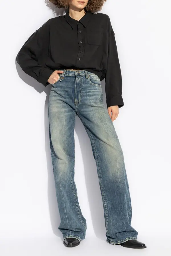 R13 Vintage Effect Wide-leg Jeans - Blue