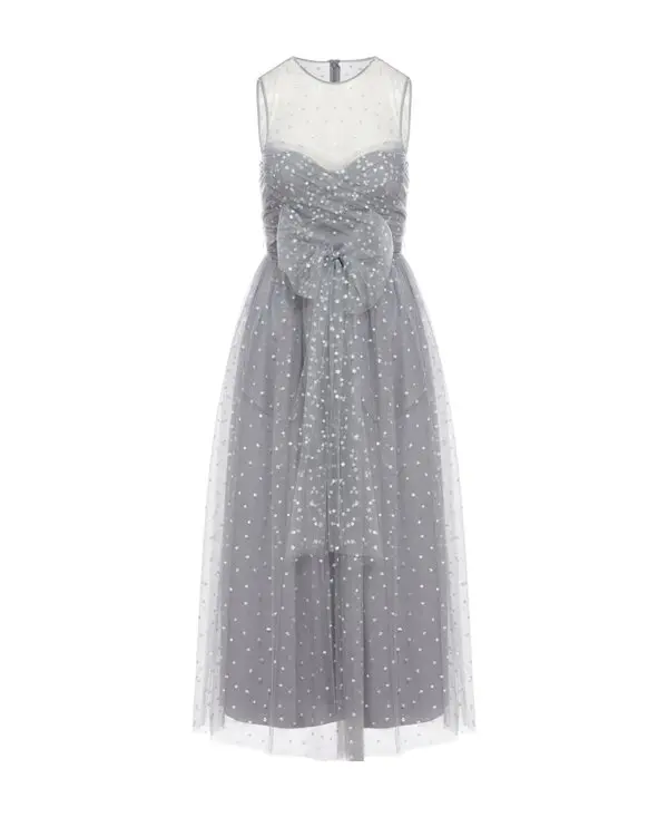 Red Valentino Sleeveless Glitter Sequin Midi Dress - Gray