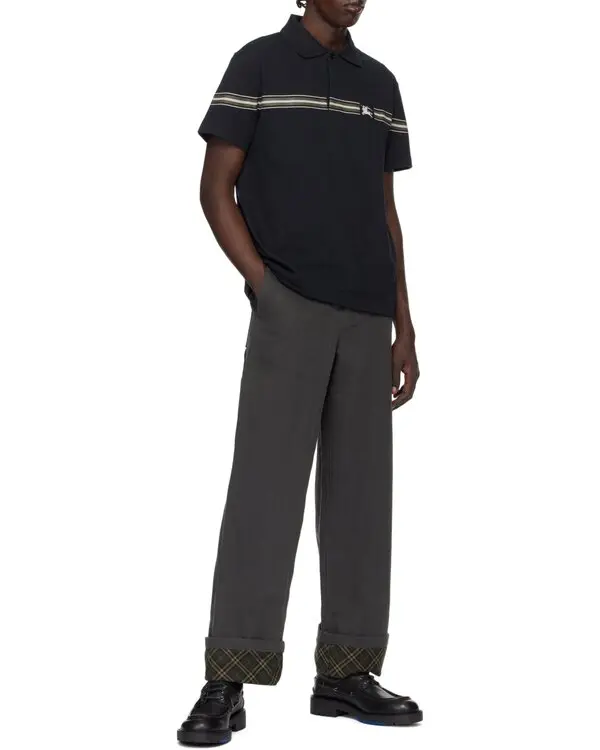 Burberry Equestrian Knight Motif Striped Polo Shirt - Indigo