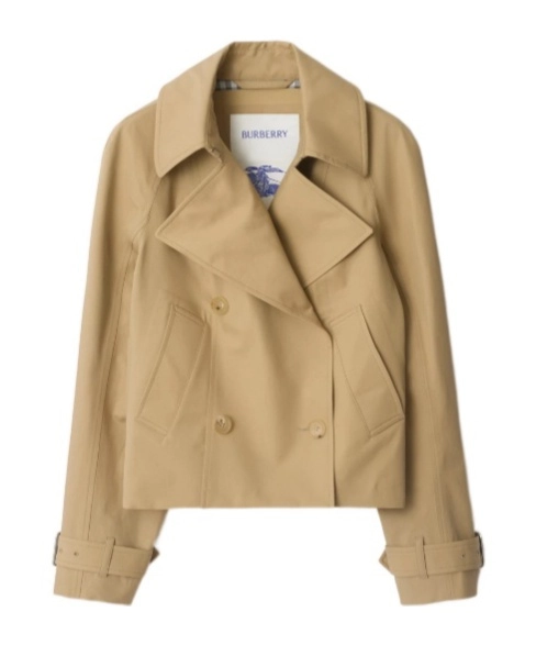 Burberry Cropped Cotton Trench Jacket - Flax