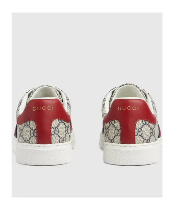 Gucci Ace Low-top Sneakers With Webbing And Metal Detail - Beige/blue