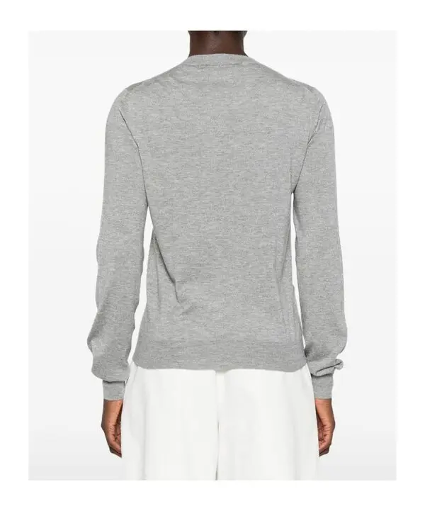Miu Miu Crewneck Button-up Cardigan With Logo Detail