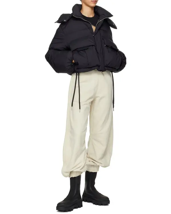Moncler Cropped Hooded Down Jacket