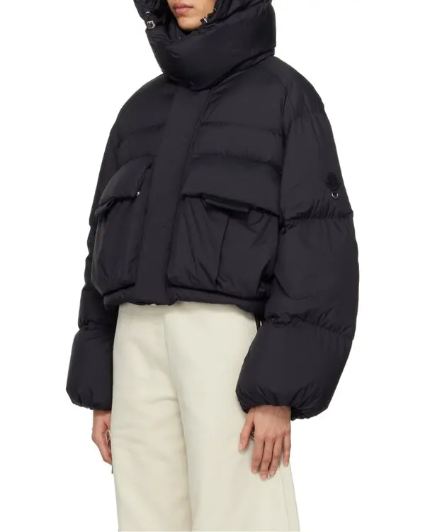 Moncler Cropped Hooded Down Jacket
