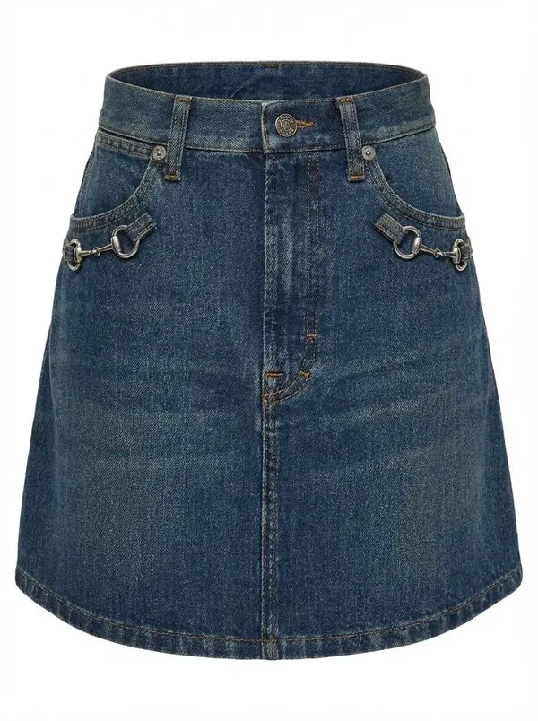 Gucci Denim Skirt With Horsebit Detail