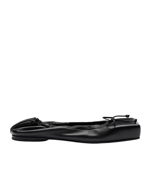 Jacquemus Bow Detail Square Toe Flats - Black