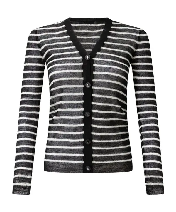 Dior Striped Long-sleeved Cardigan - Black