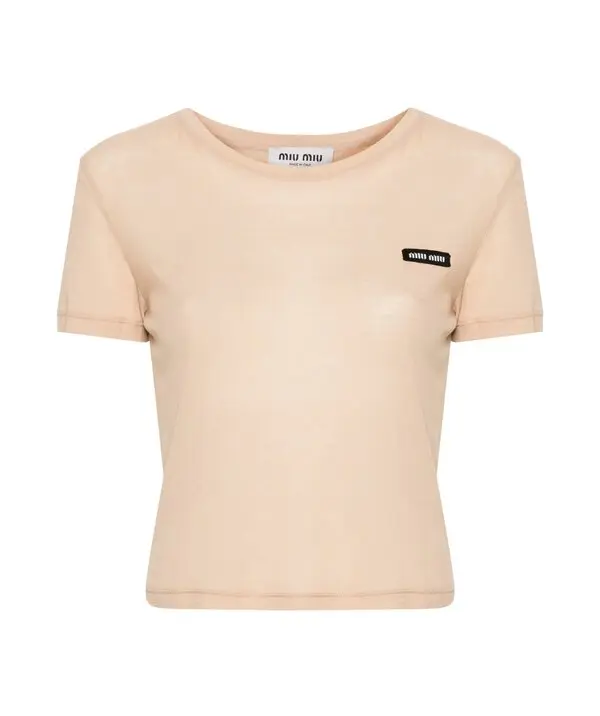 Miu Miu Short-sleeved Crewneck T-shirt - Bean Paste Color