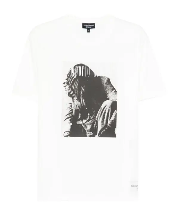 Emporio Armani Graphic Printed Crewneck T-shirt - White