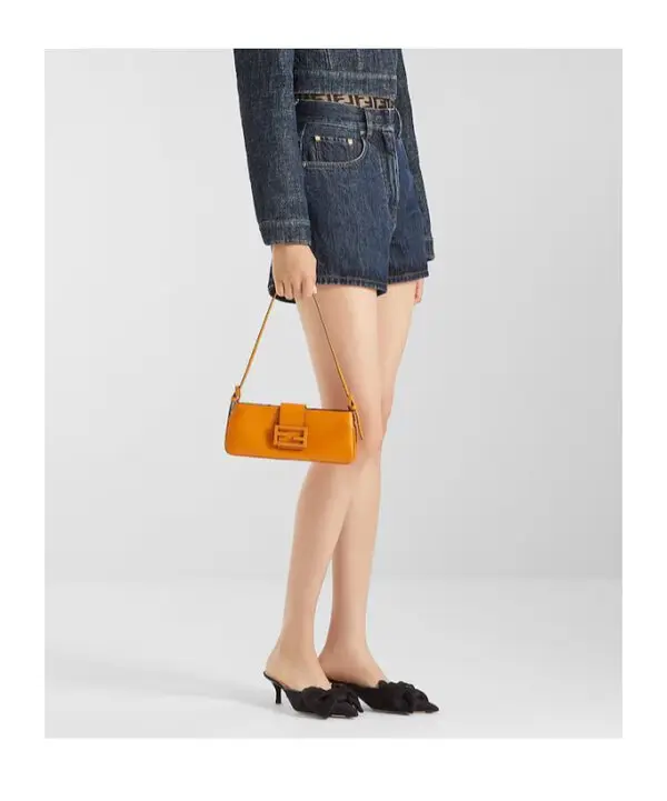 Fendi Logo Patch Denim Shorts - Blue