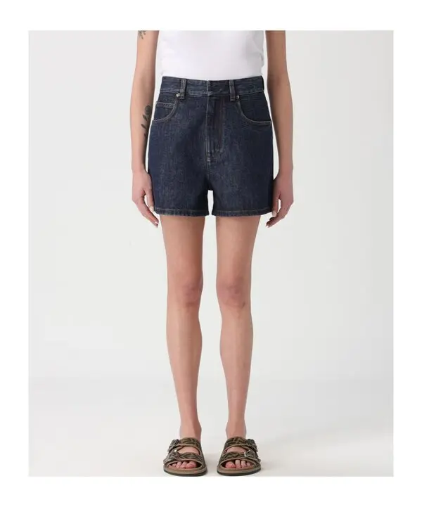 Fendi Logo Patch Denim Shorts - Blue
