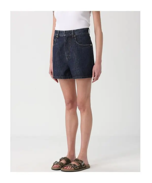 Fendi Logo Patch Denim Shorts - Blue