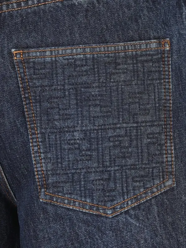 Fendi Logo Patch Denim Shorts - Blue