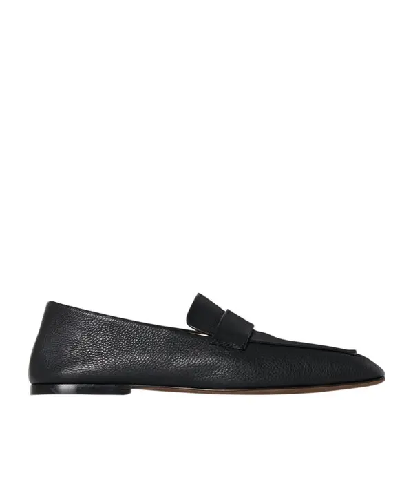 THE ROW Square Toe Loafers - Black