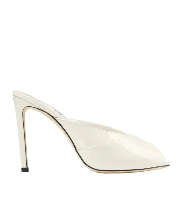 JIMMY CHOO Brigitte Patent Leather Stiletto Mules - Latte