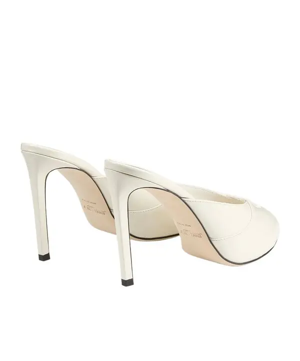 JIMMY CHOO Brigitte Patent Leather Stiletto Mules - Latte