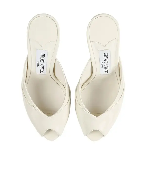 JIMMY CHOO Brigitte Patent Leather Stiletto Mules - Latte