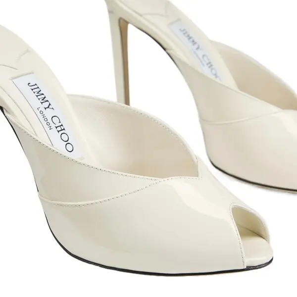 JIMMY CHOO Brigitte Patent Leather Stiletto Mules - Latte