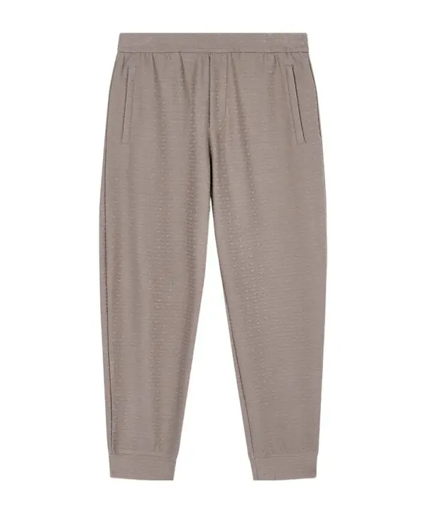 Emporio Armani Lyocell-blend Interlock-jersey Joggers With Jacquard Lettering - Nude