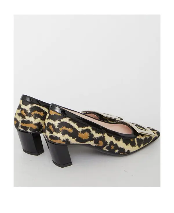 ROGER VIVIER Belle Vivier Leopard Print Pumps With Metal Buckle - Black