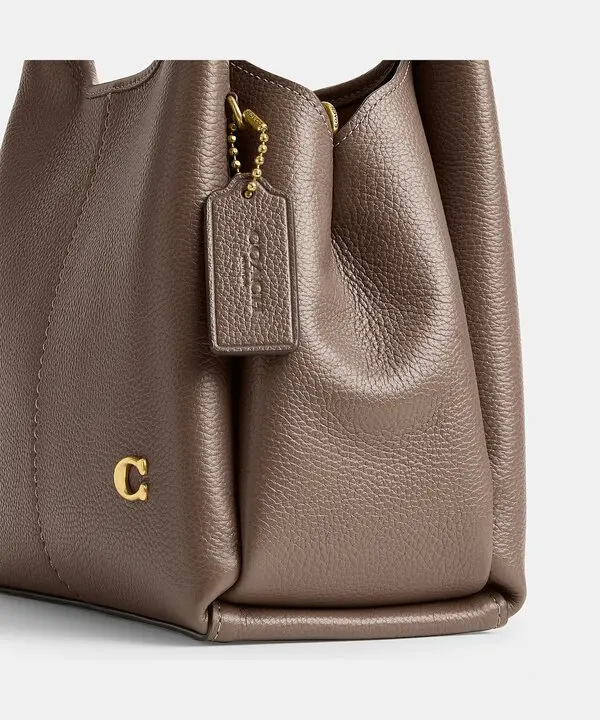 COACH Lana Pebbled Leather Tote Bag - Brown