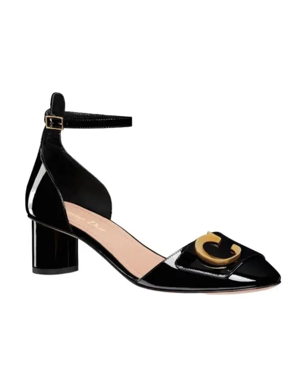 Dior Patent Leather C’est Pumps With Gold 'cd' Detail - Black