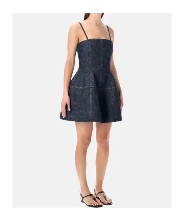 Fendi Ff Motif Denim Mini Dress - Dark Blue