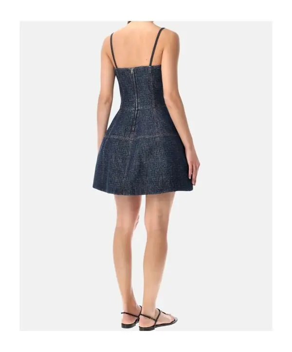 Fendi Ff Motif Denim Mini Dress - Dark Blue