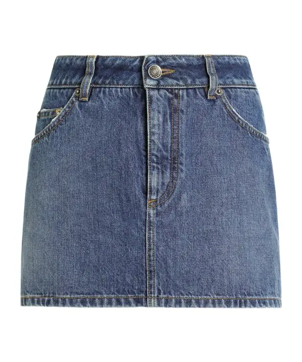 Dolce & Gabbana Dolce Gabbana Vintage Effect Denim Skirt - Blue