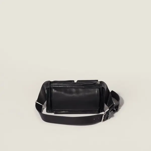 Miu Miu Utilitarian Nappa Leather Shoulder Bag - Black
