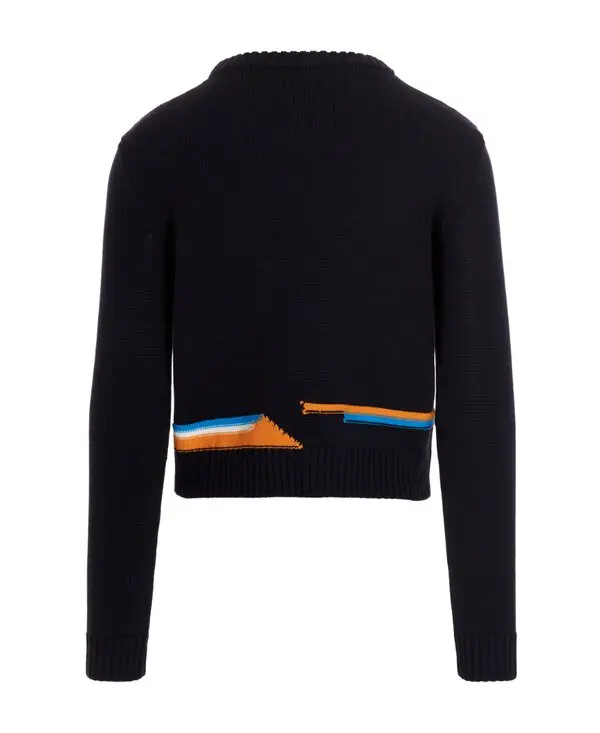 Mcm Round Neck Long Sleeve Sweater With Embroidered Logo