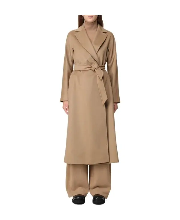 Max Mara Belted Long-sleeved Coat - Camel