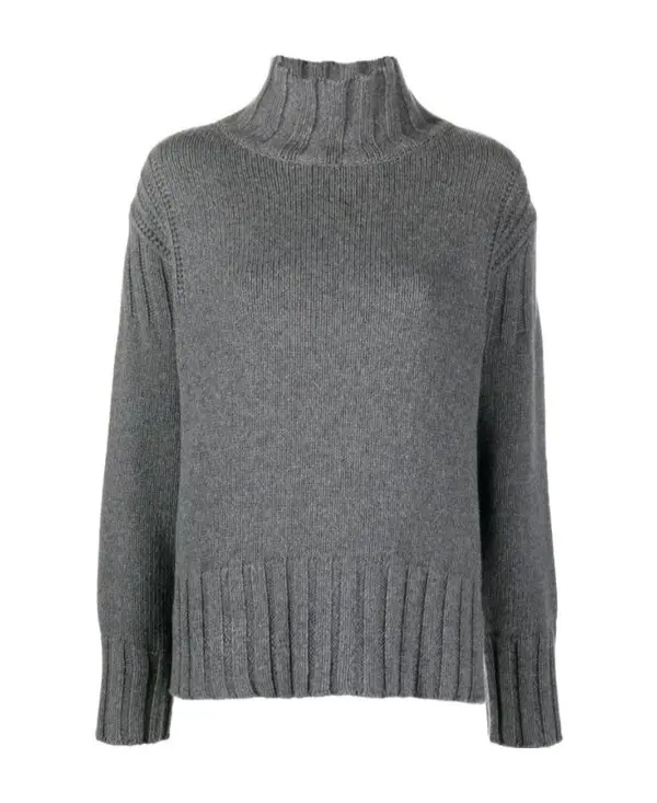 JIL SANDER Roll Neck Knitted Jumper - Gray