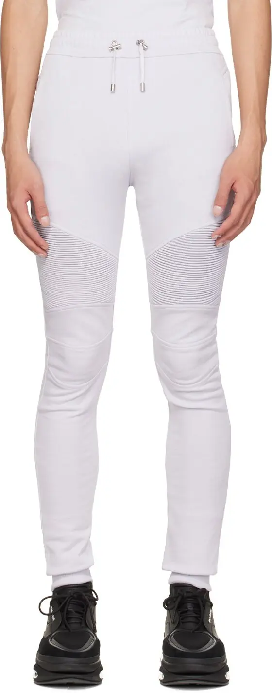Balmain Logo Printed Cotton Jogging Bottoms - White
