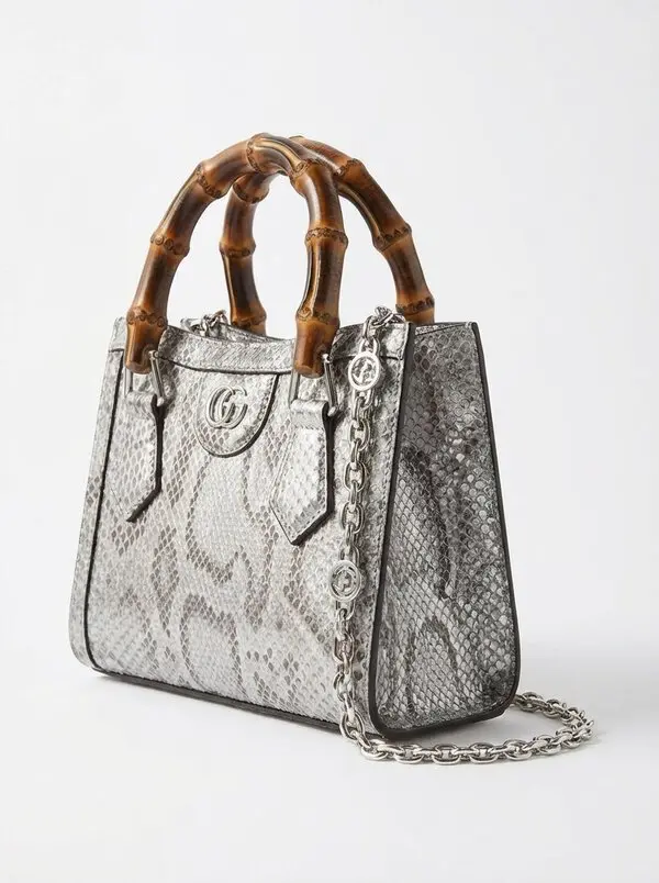 Gucci Diana Python Small Tote Bag With Bamboo Handles - Multicolor