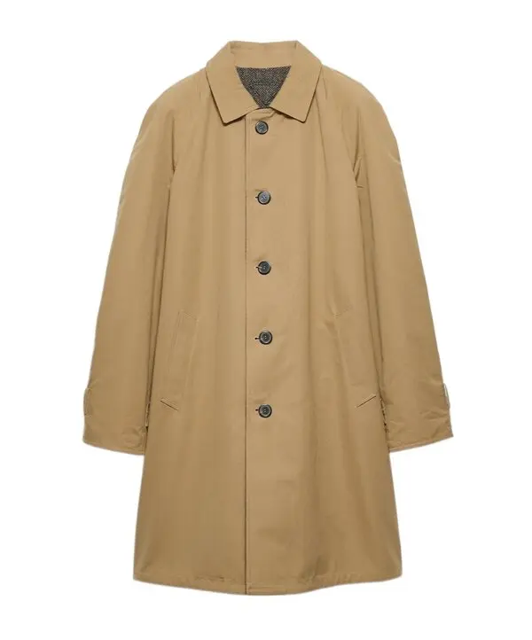 Prada Reversible Buttoned Coat - Cork Beige