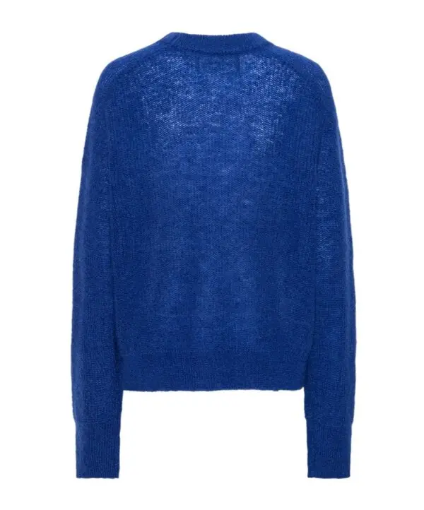 ROTATE BY BIRGER CHRISTENSEN Crew Neck Logo Patch Sweater - Blue