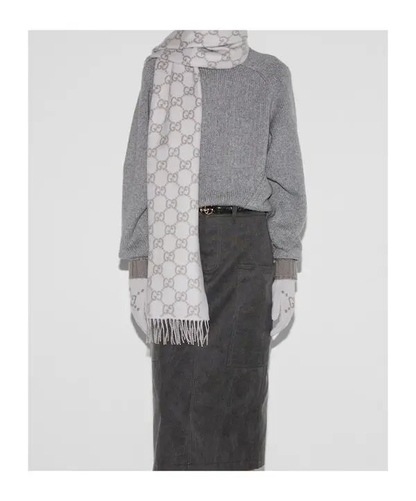 Gucci Gg Scarf - Grey