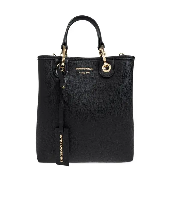 Emporio Armani Shopper Bag With Top Handle And Adjustable Shoulder Strap - Black