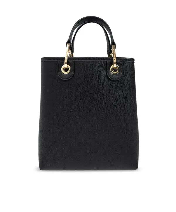 Emporio Armani Shopper Bag With Top Handle And Adjustable Shoulder Strap - Black
