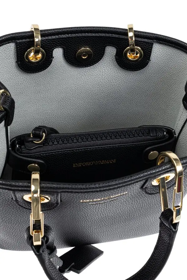 Emporio Armani Shopper Bag With Top Handle And Adjustable Shoulder Strap - Black