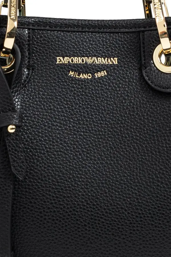 Emporio Armani Shopper Bag With Top Handle And Adjustable Shoulder Strap - Black