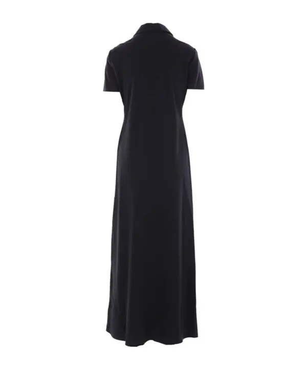 THE ROW Valenit Maxi Dress With Peak Collar And Short Sleeves - Black