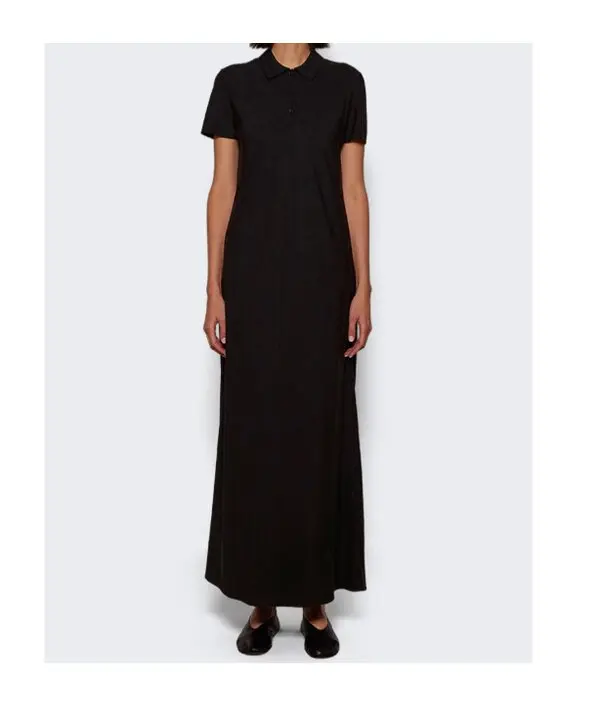 THE ROW Valenit Maxi Dress With Peak Collar And Short Sleeves - Black