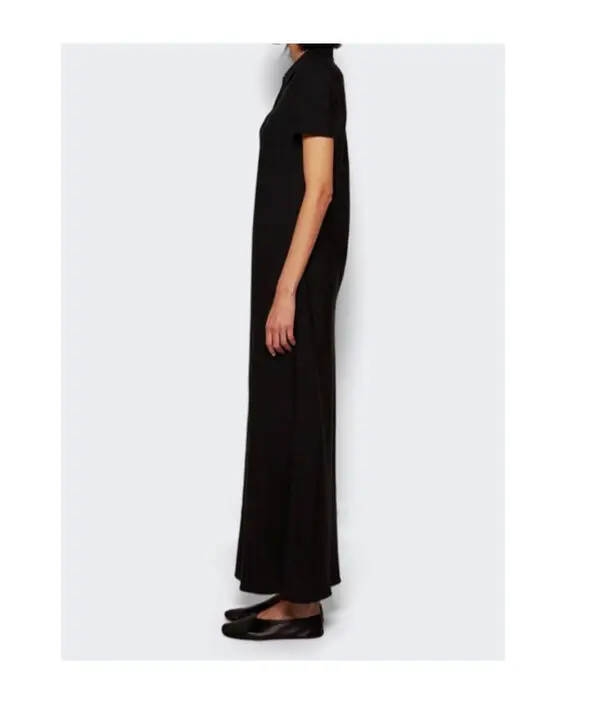 THE ROW Valenit Maxi Dress With Peak Collar And Short Sleeves - Black