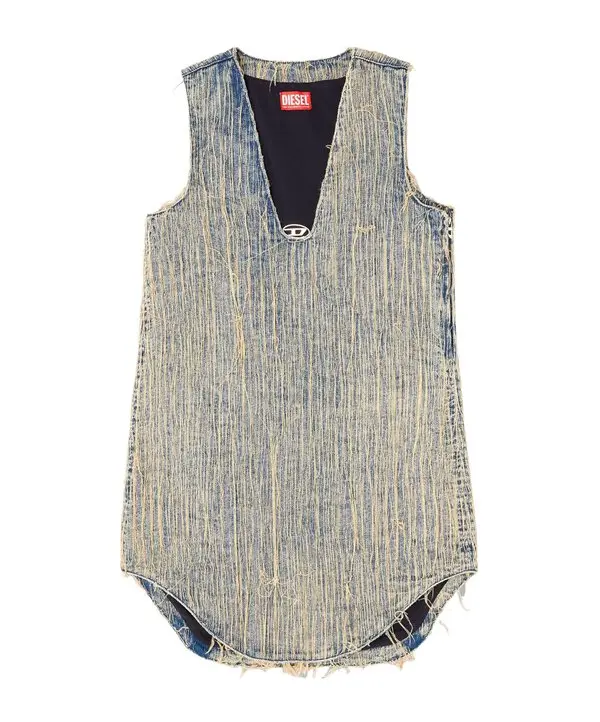 DIESEL® De Laris Asymmetric V-neck Day Dress - Medium Blue