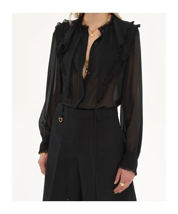 Chloé Ruffled Lace Trim Blouse
